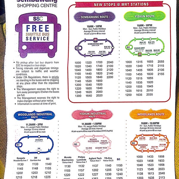 Sembawang Shopping Centre Shuttle Bus - Bus Line in Singapore
