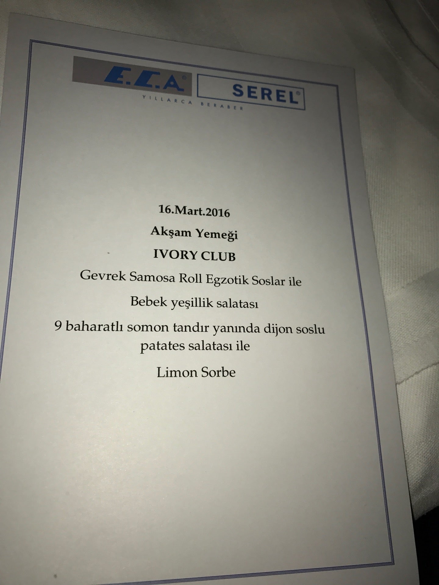 Speisekarte von The Ivory Club in Frankfurt am Main